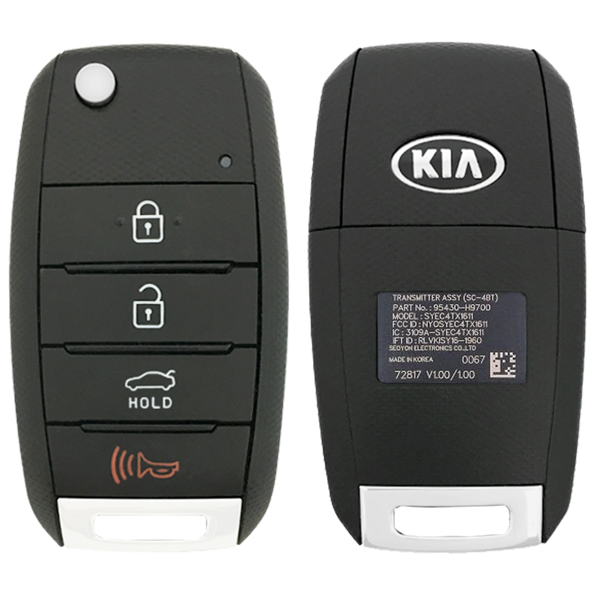 2020 Kia Rio Remote Flip Key Fob 4B w/ Trunk (FCC: NYOSYEC4TX1611, P/N ...
